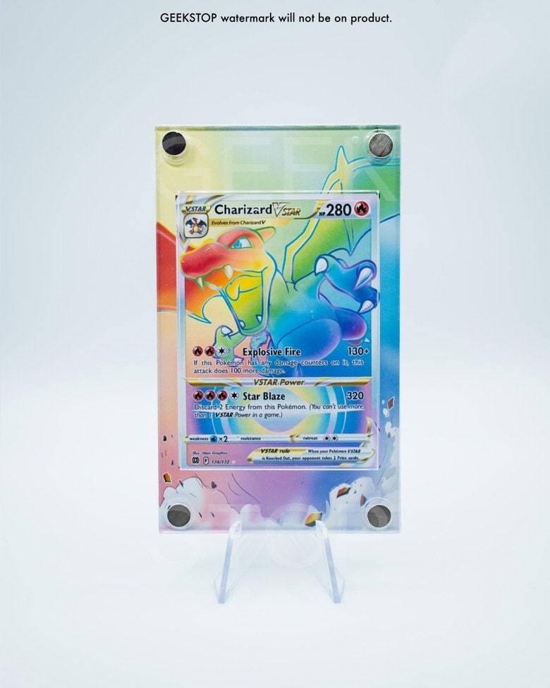 CHARIZARD VSTAR Secret Rainbow Custom Pokémon Card Display Case – GeeksStop